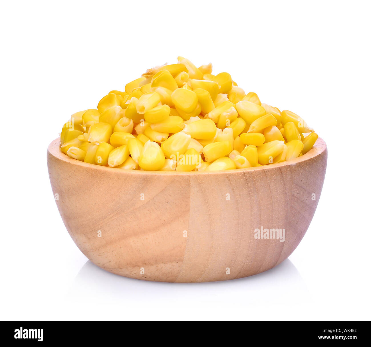 sweet corn in wooden bowl isolated on white background Stock Photo - Alamy
