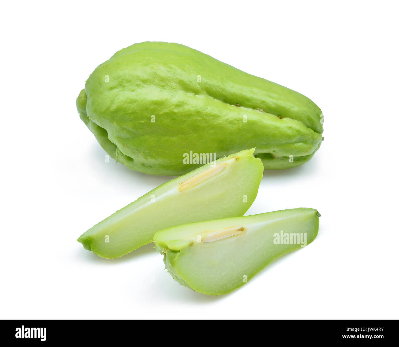 fresh chayote isolated on white background Stock Photo - Alamy