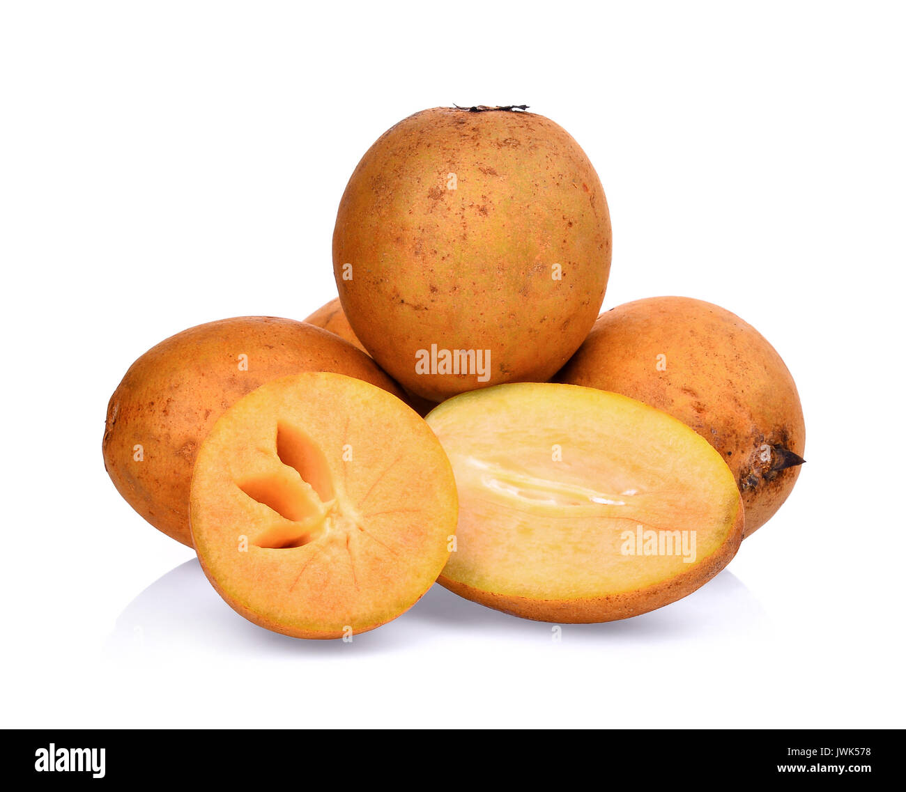 fresh sapodilla fruit isolated on white background Stock Photo - Alamy