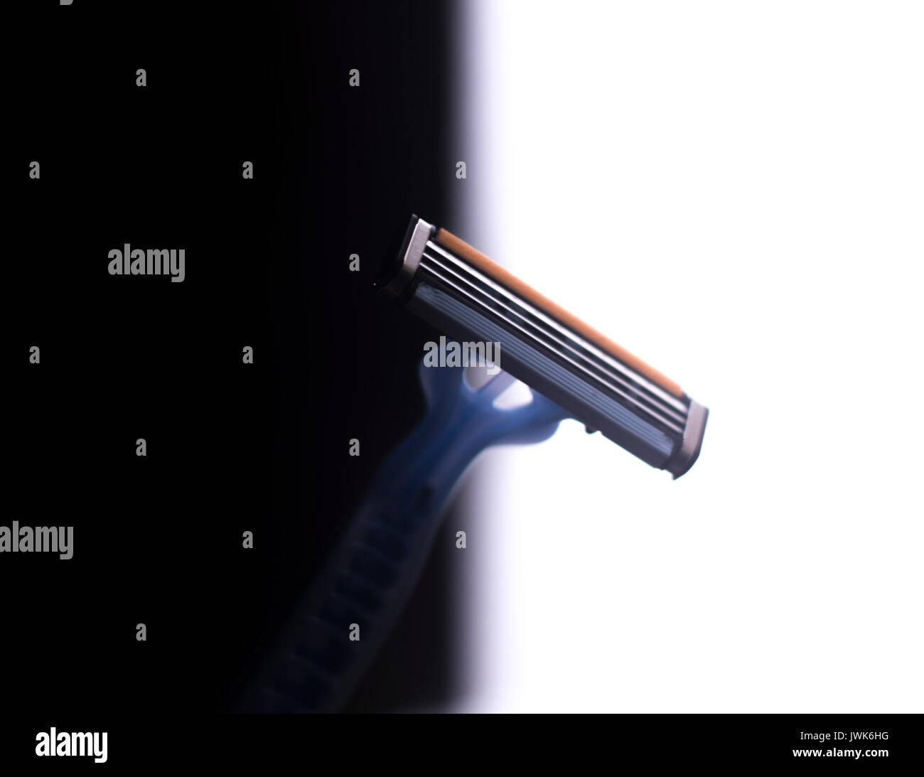 Modern safety disposable plastic shaving razor with multiple blades and ...