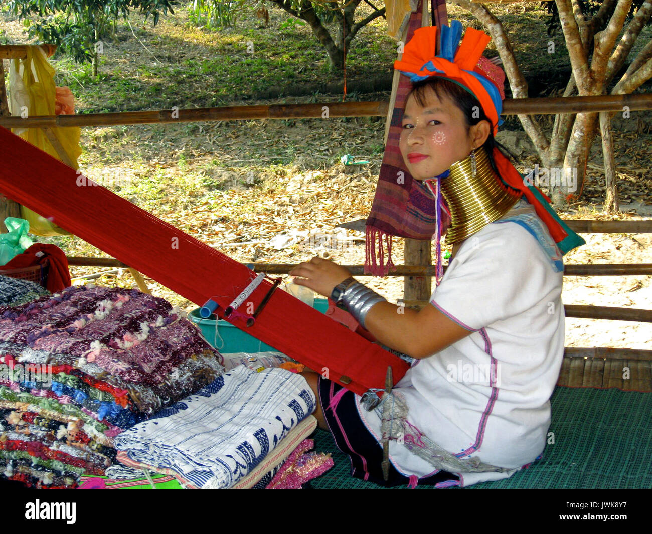 Ringed neck young girls,Karen Padung long neck tribe,Thailand Stock ...