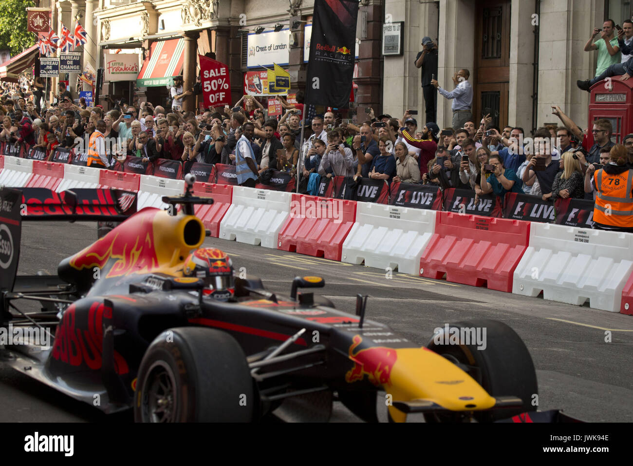 F1 racing on Whitehall, London Featuring: Atmosphere Where: London ...