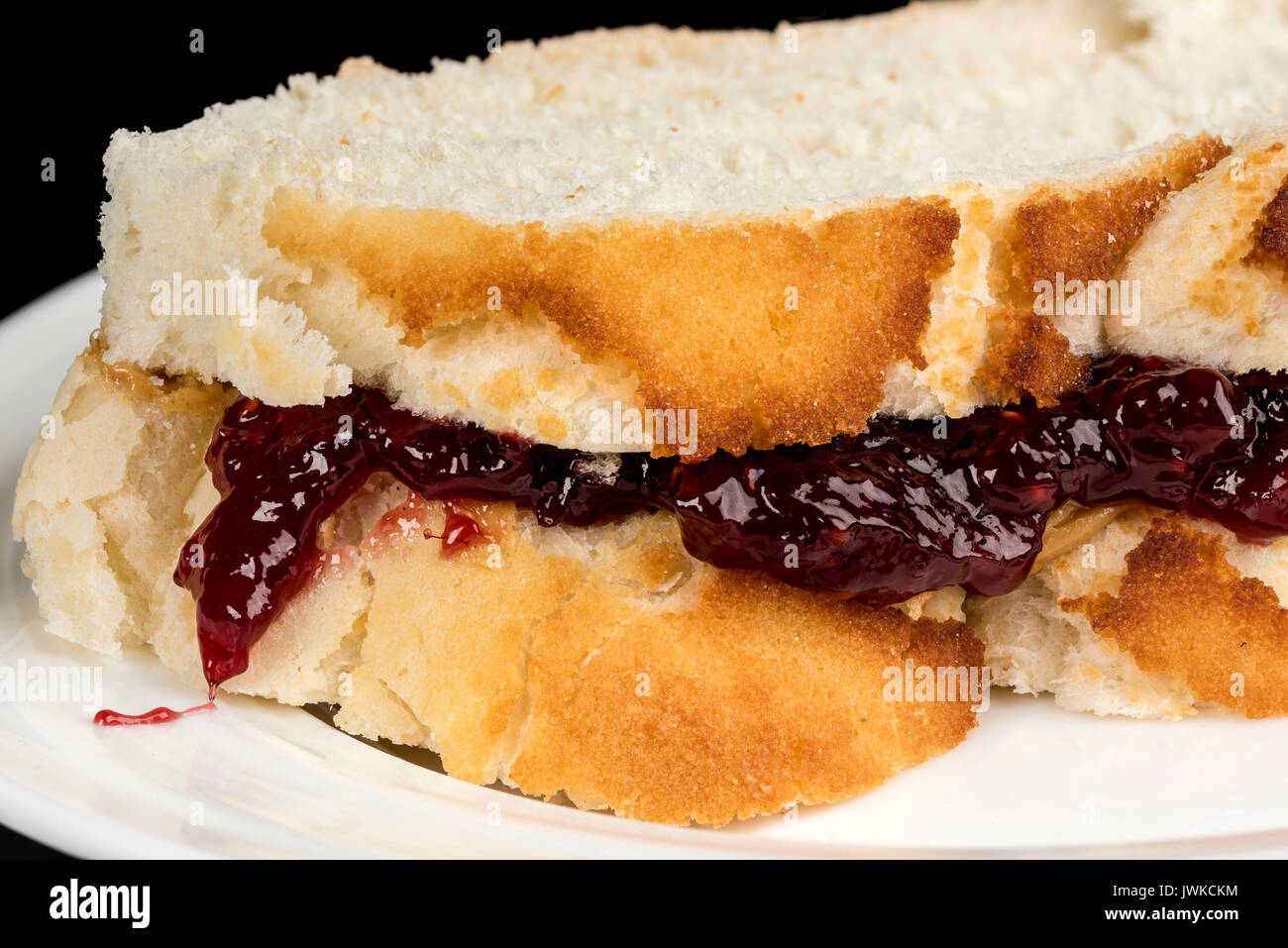 Bread Jelly and Peanut Butter all made into a sandwich Stock Photo - Alamy