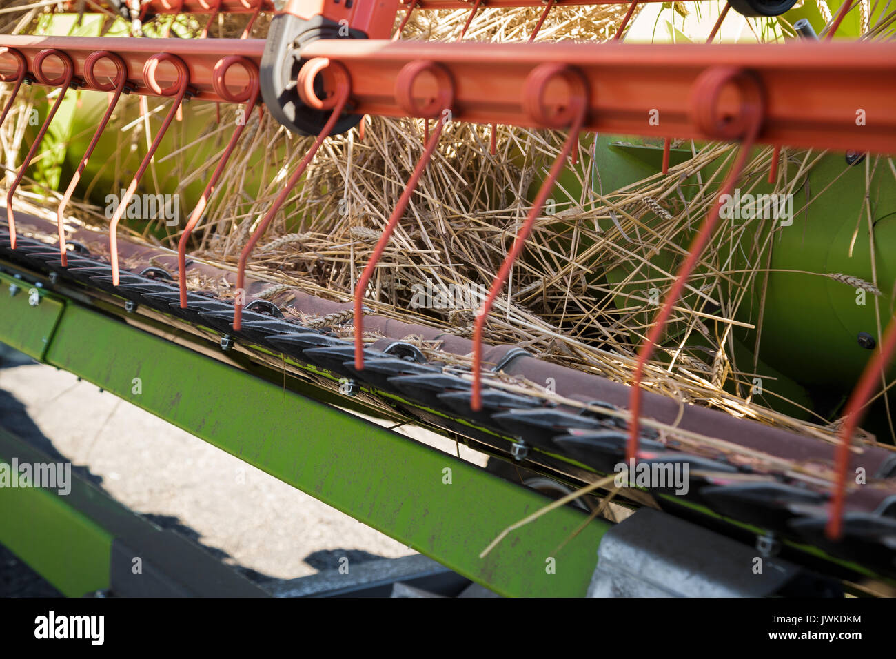 Close up of a combine harvester header Stock Photo - Alamy