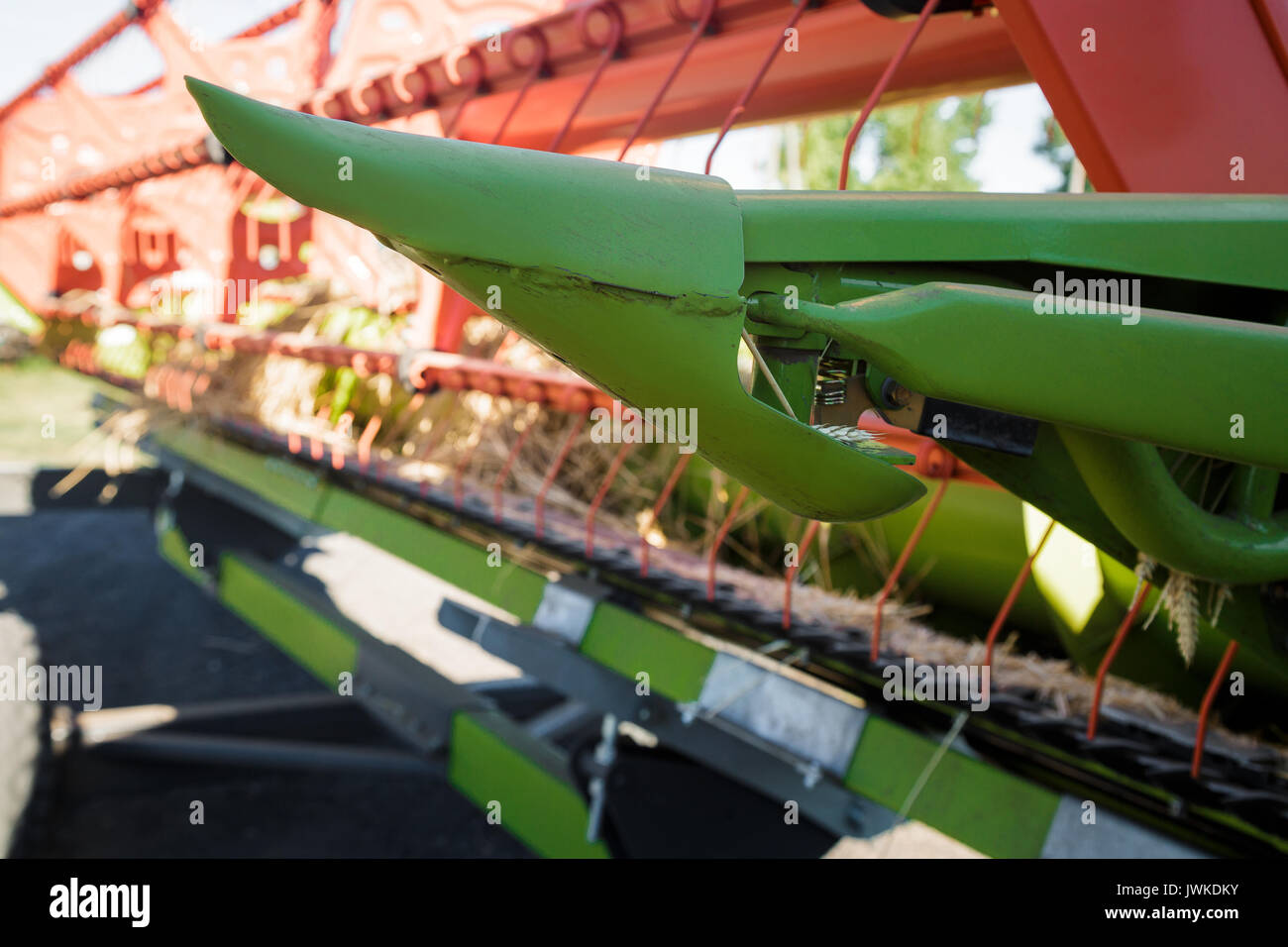 Close up of a combine harvester header Stock Photo - Alamy