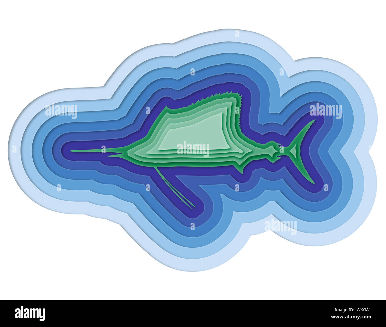 illustration of a layered fish in the sea Stock Photo - Alamy