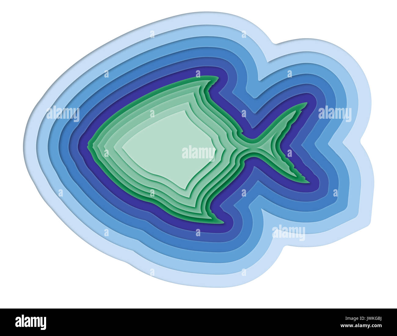 illustration of a layered fish in the sea Stock Photo - Alamy