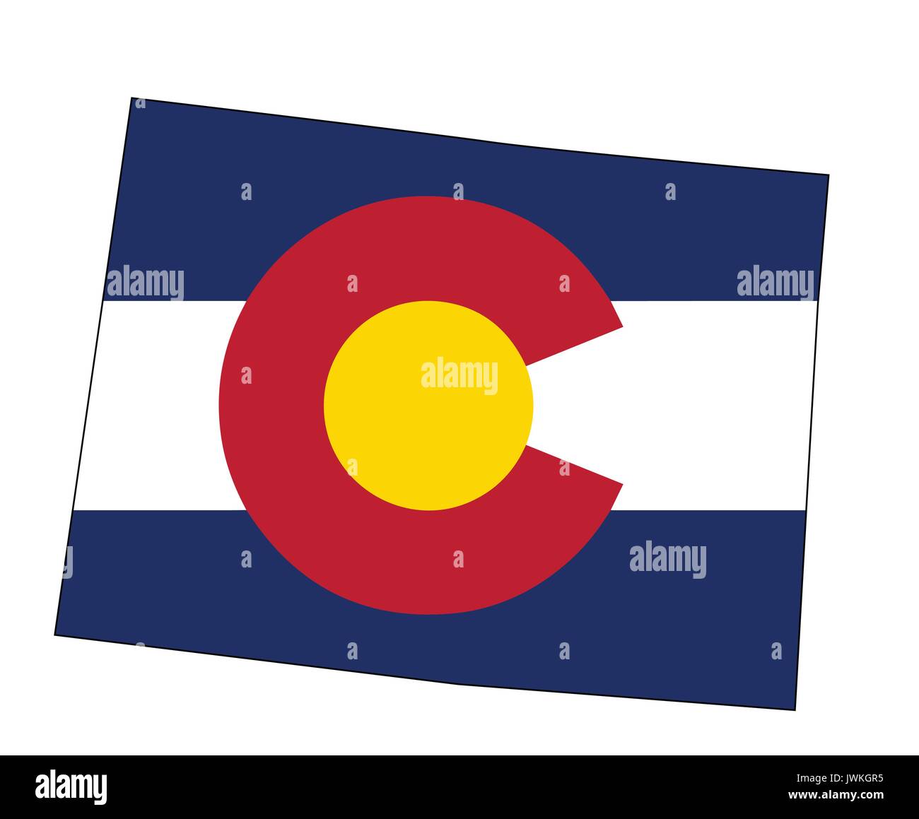 State map outline of Colorado over a white background with inset flag ...