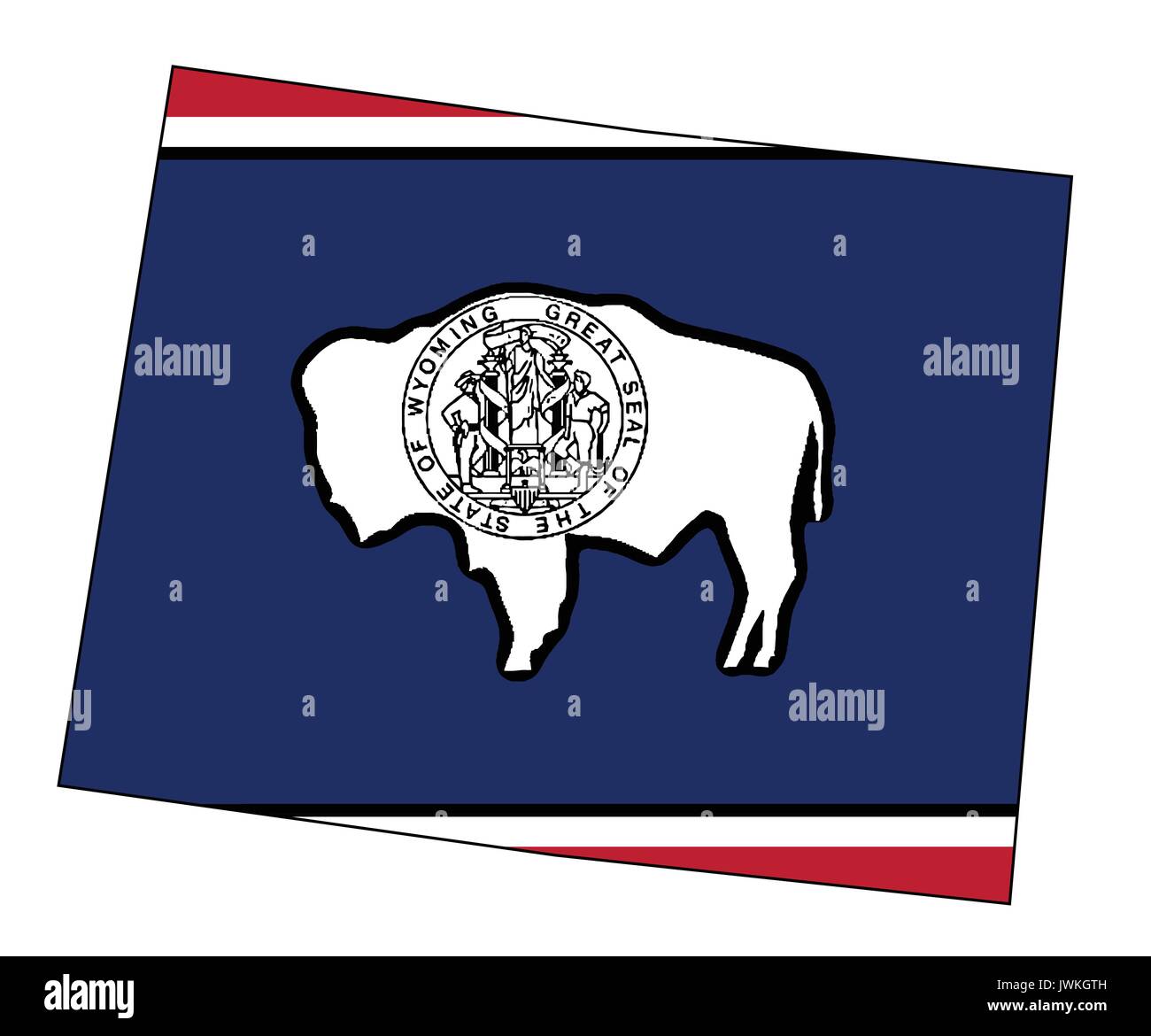 Outline of the state of Wyoming isolated with flag inset Stock Vector ...