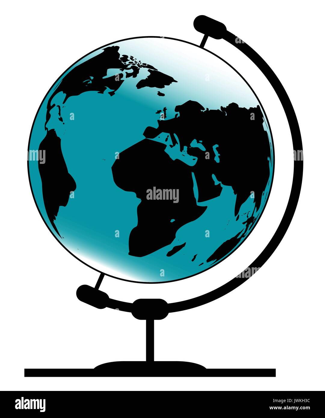 A globe of the earth on a traditional swivel stand isolated on a white ...