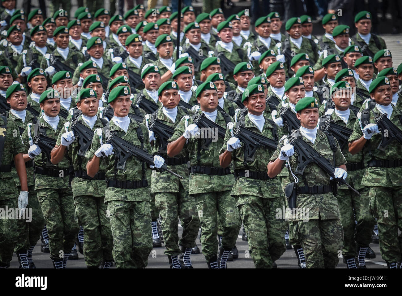 Members of the Marine Corps and Soldiers march during a military parade ...