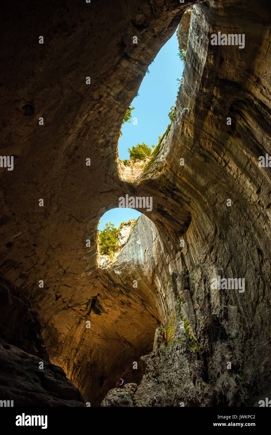 The Eyes of God cave in Prohodna at north central Bulgaria, Lovech ...