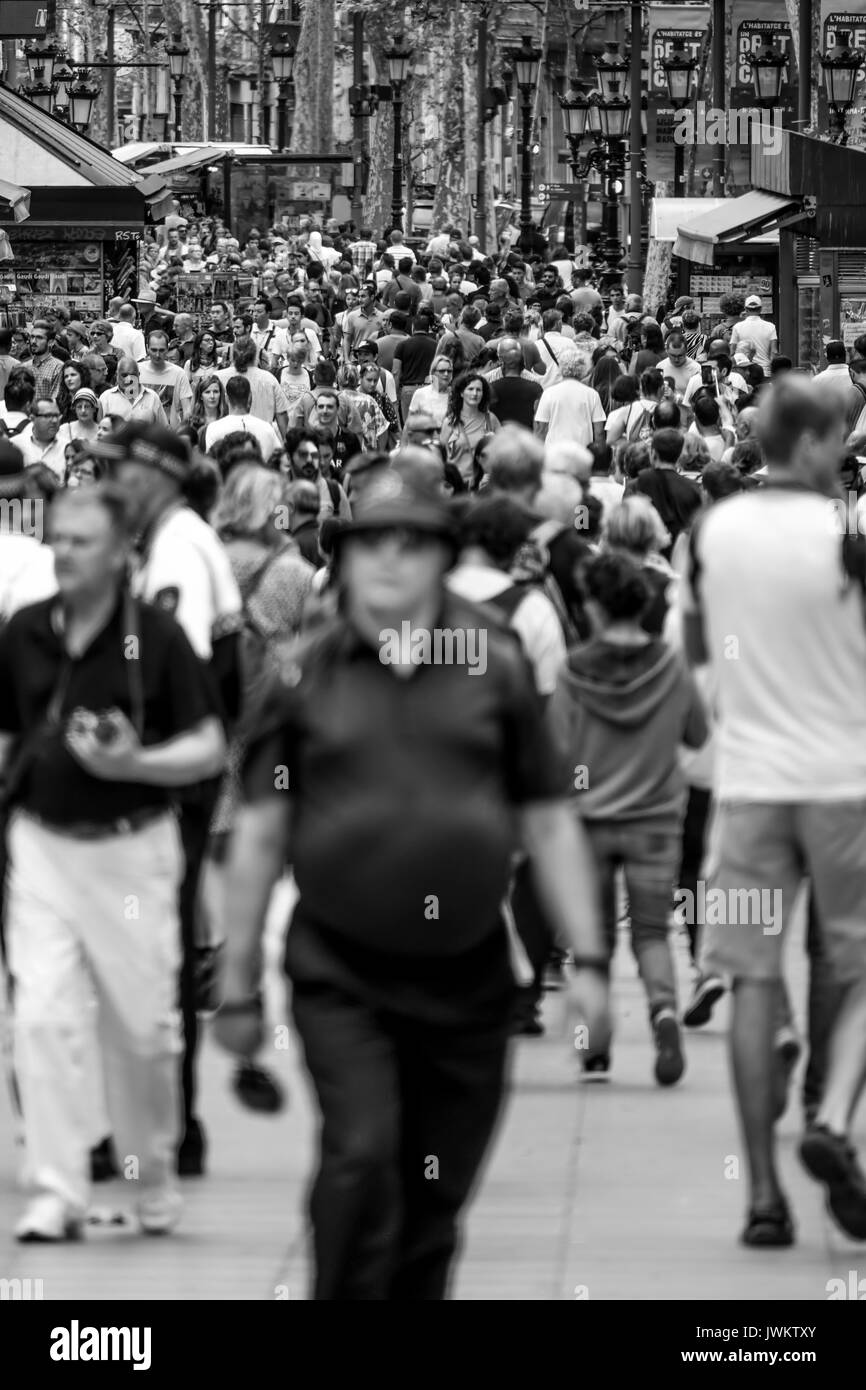 Busy place in Barcelona - the famous La Rambla pedestrian zone ...