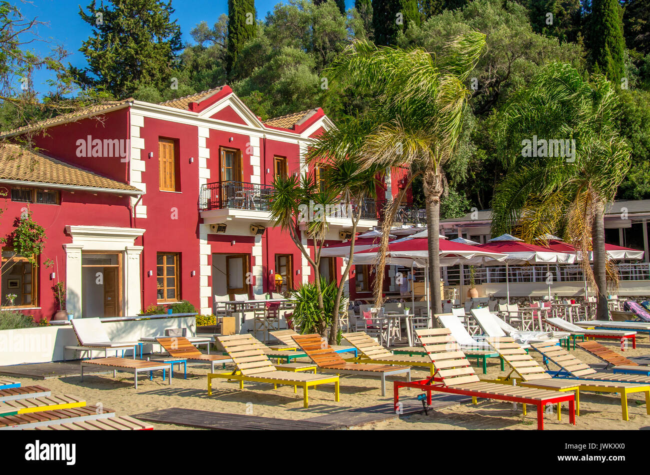 Beautiful Beach house in Greece Stock Photo - Alamy