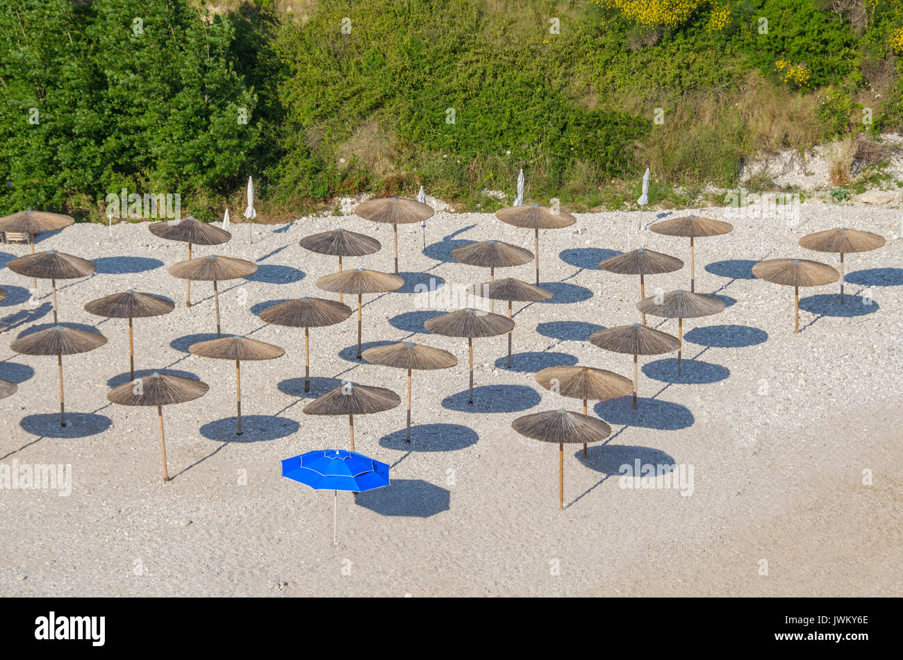 Sun shades on beach Stock Photo - Alamy