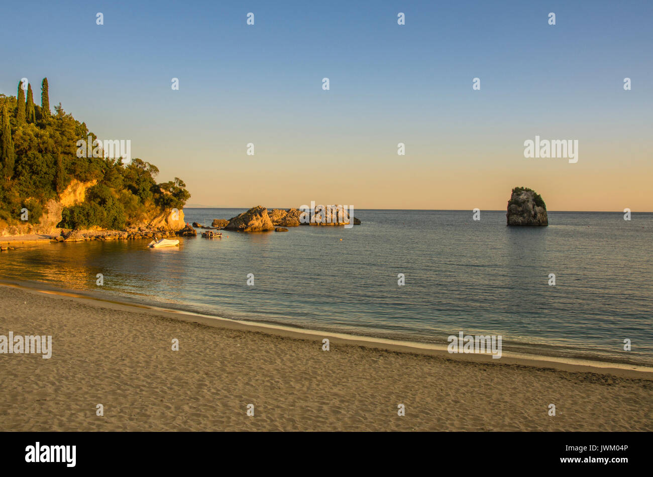 Parga Greece - sunset - city beach Stock Photo - Alamy