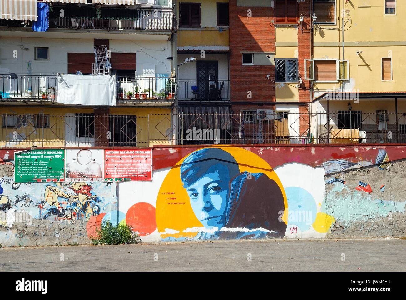 Naples, Italy. A mural on a wall of a degraded neighborhood called ...