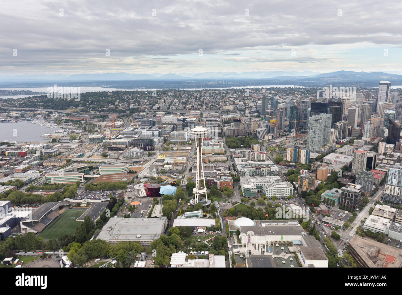 aerial view of the Space Needle and Seattle Center, Washington State ...