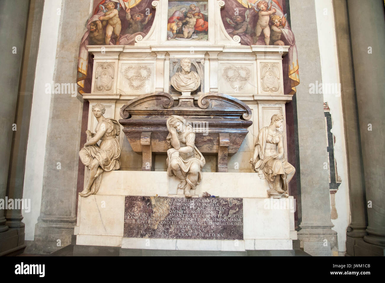Tomb of Michelangelo in Gothic Basilica di Santa Croce (Basilica of the ...