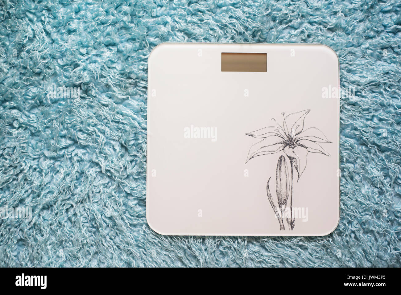 Scale / Weighing machine over fur carpet in the bathroom Stock Photo ...