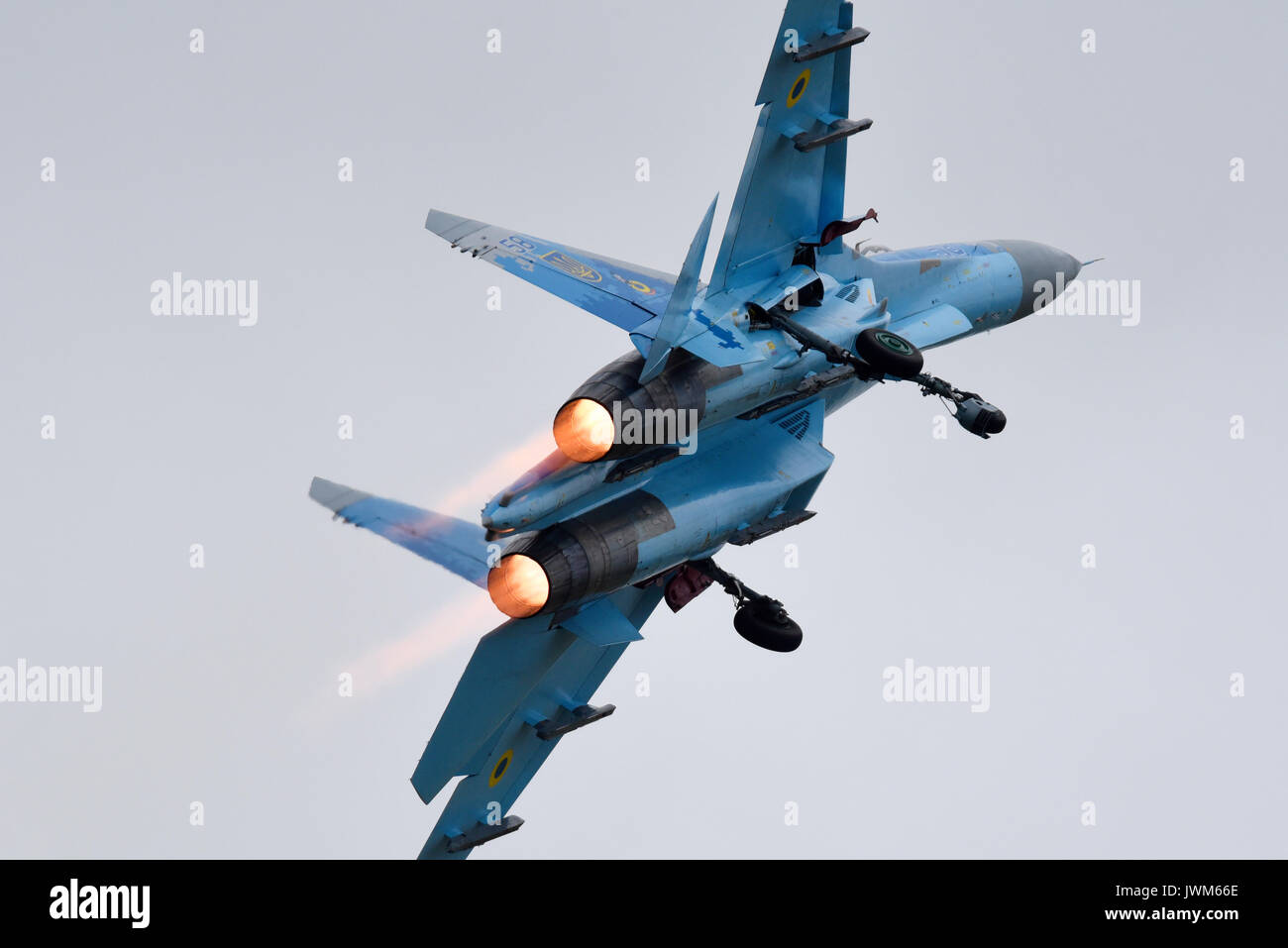 Ukrainian Air Force Sukhoi Su-27 Flanker fighter displaying at an ...