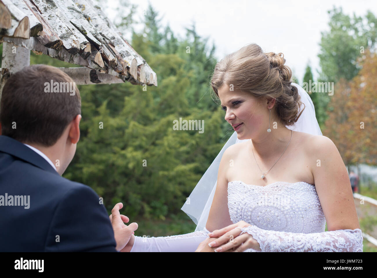 Beautiful married couple in the wedding day Stock Photo - Alamy