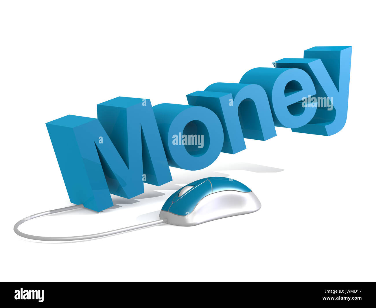 Money word with blue mouse, 3D rendering Stock Photo - Alamy