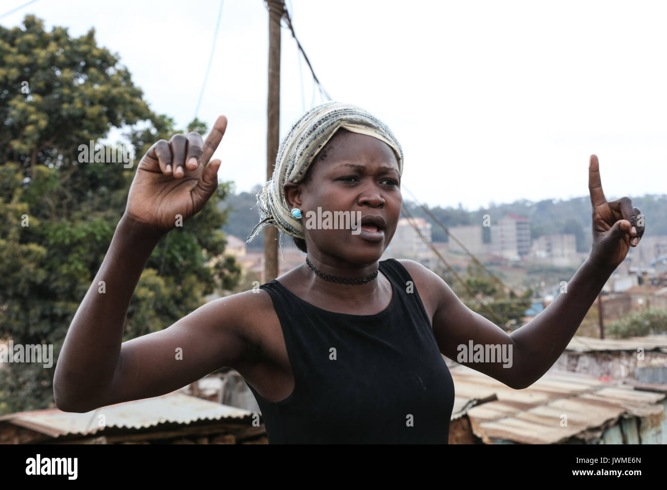 Nairobi, Kenya. 12th Aug, 2017. Women protest at Kibra Slum during ...
