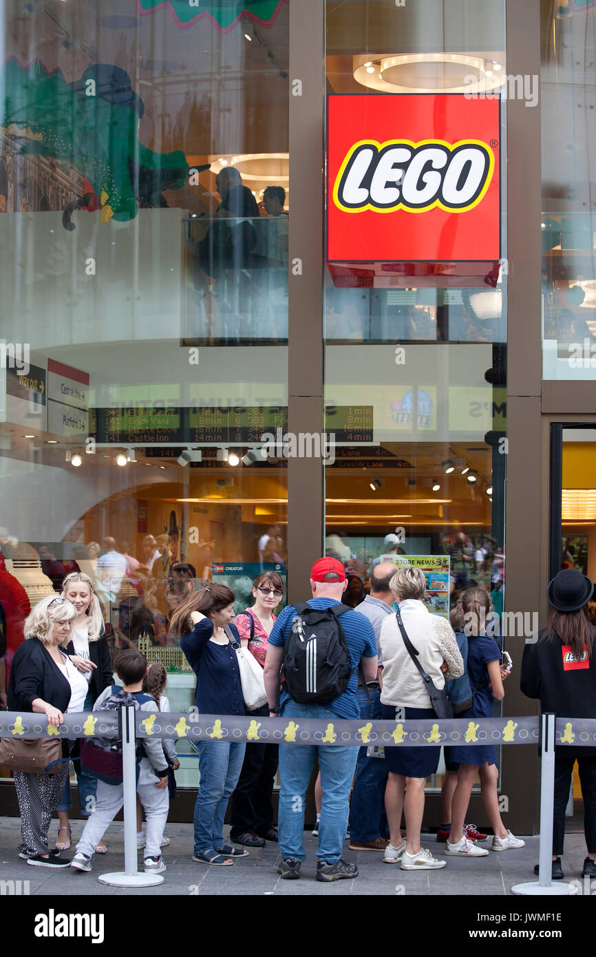 LONDON, ENGLAND - August 11 2017 Lego store on Leicester Square in a ...