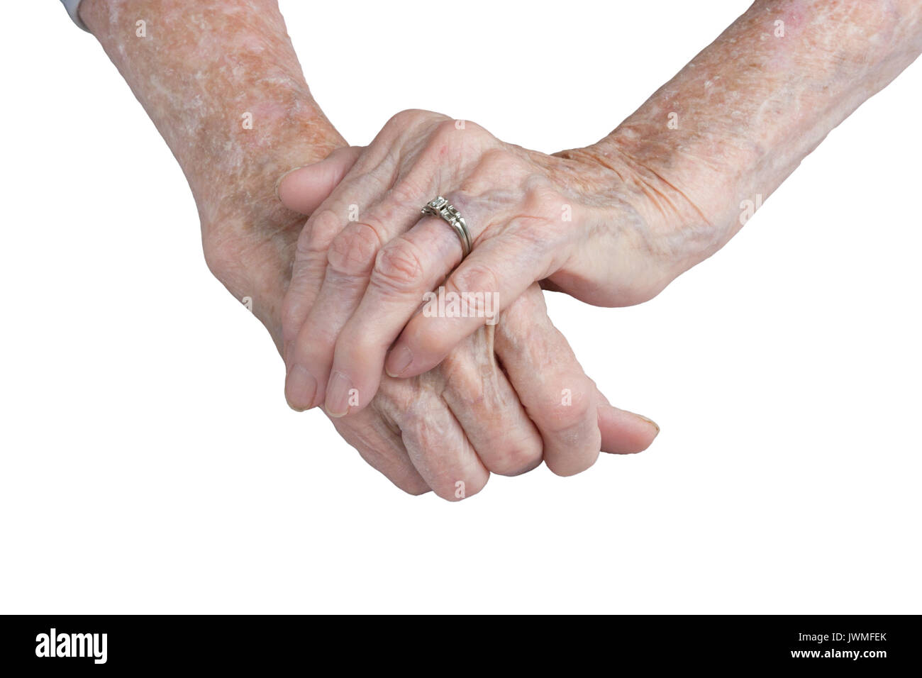 A senior woman's hands isolated on white Stock Photo - Alamy