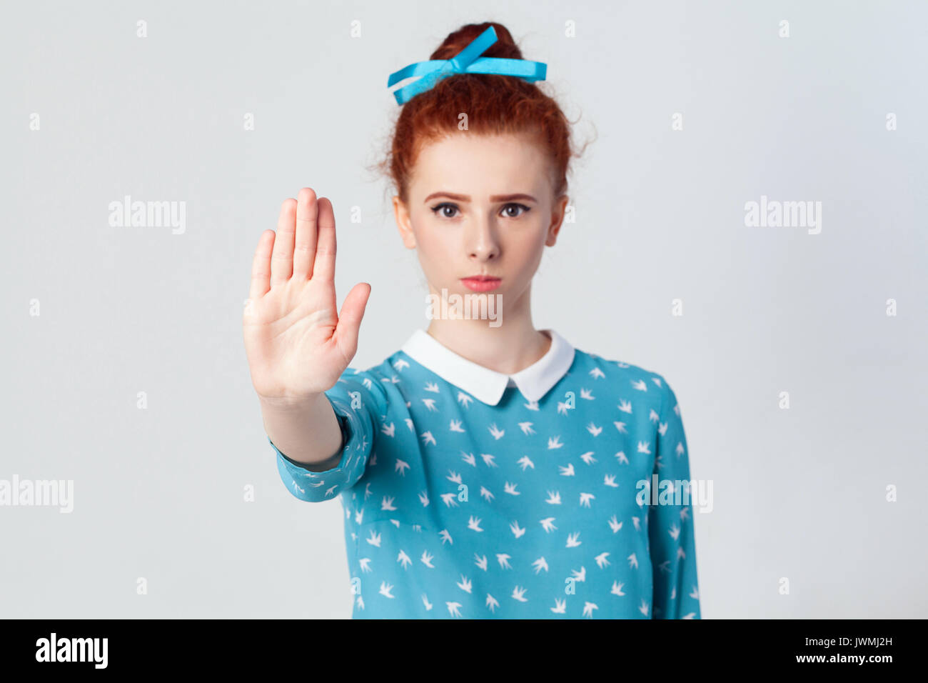 Stop! begative emotions, feelings, body language. Isolated studio shot ...
