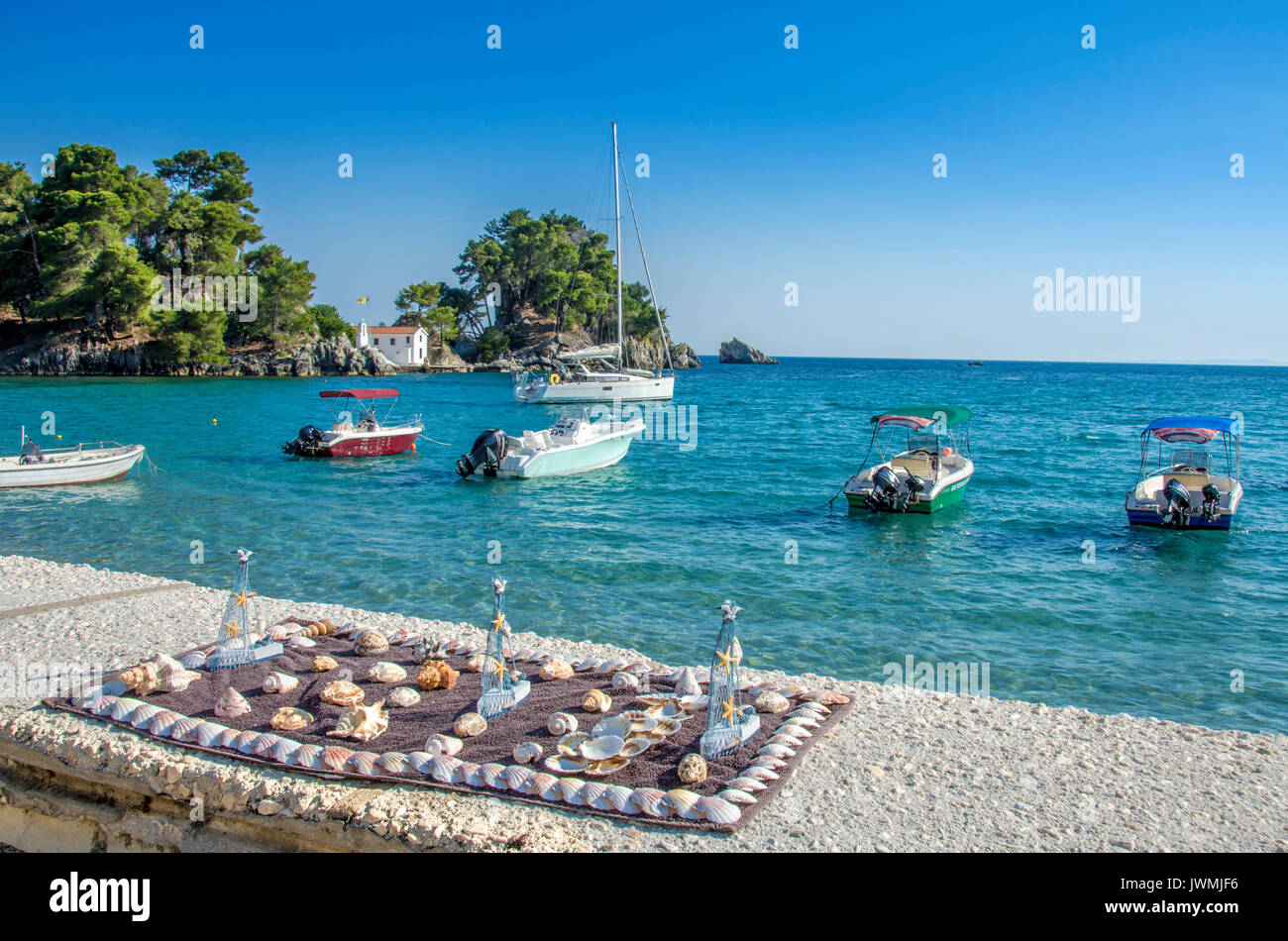 Parga port - Greece - Shell decorations – Ships, Panagia Island and ...