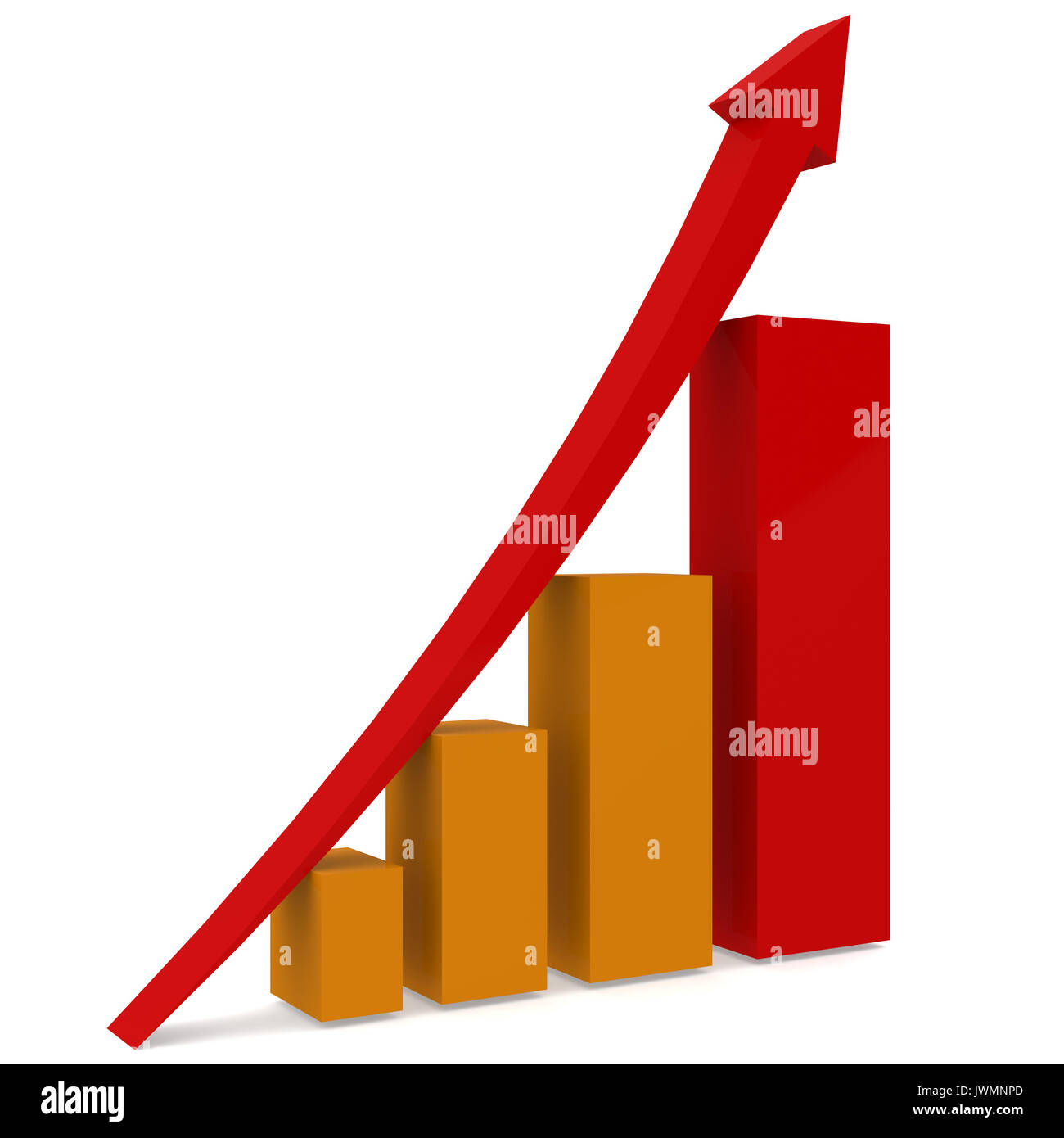 Red upward arrow and bar chart image with hi-res rendered artwork that ...
