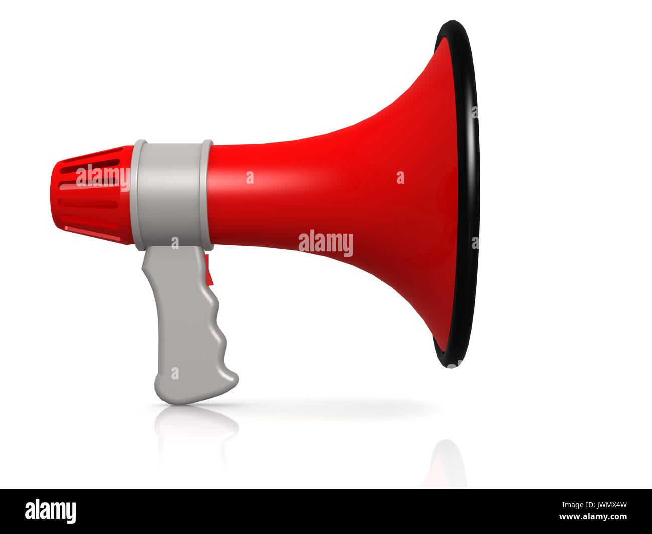 Red megaphone isolated on white, 3D rendering Stock Photo - Alamy