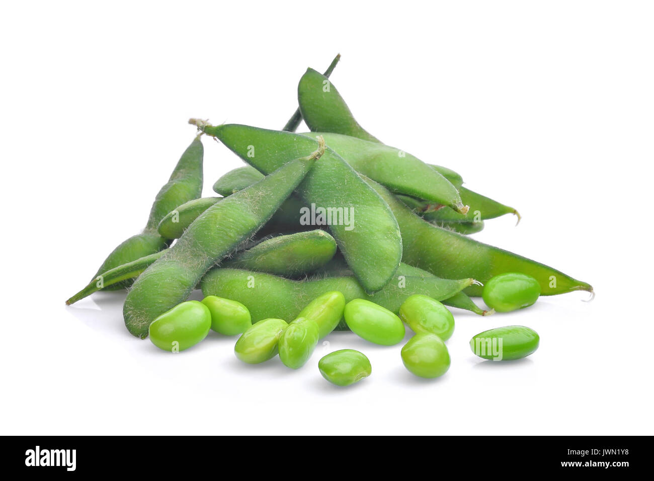 edamame beans isolated on white background Stock Photo - Alamy