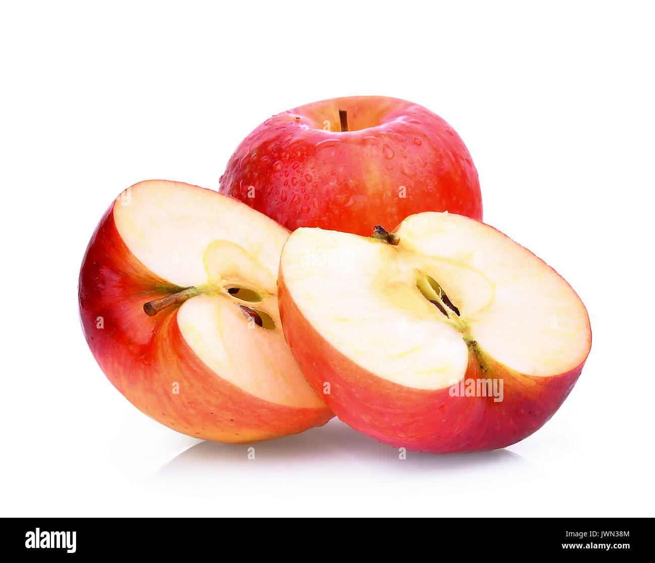fresh red gala apples with water drops isolated on white background ...