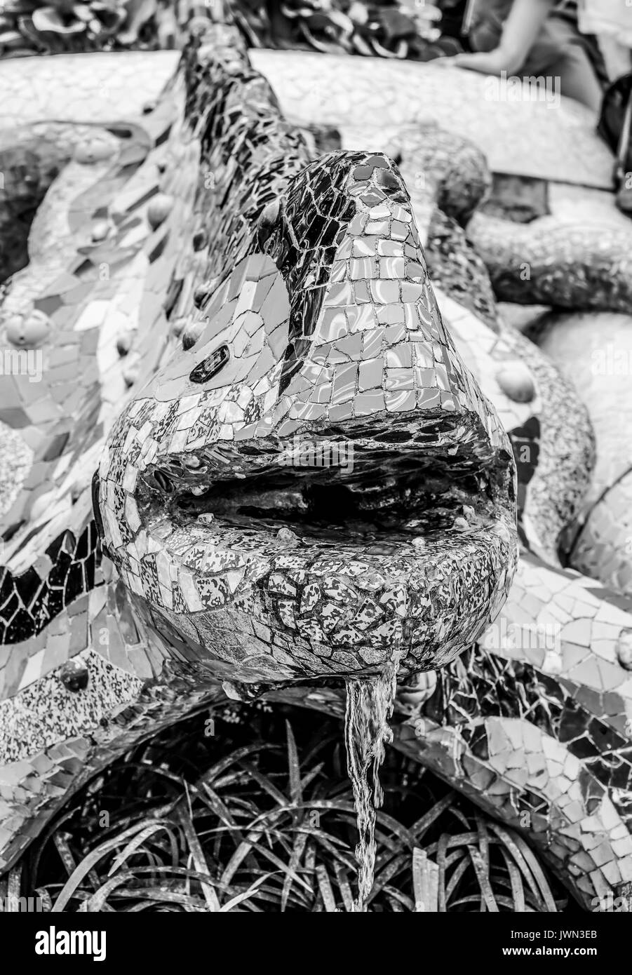 The colorful lizard at Park Guell - Gaudi style - BARCELONA / SPAIN ...
