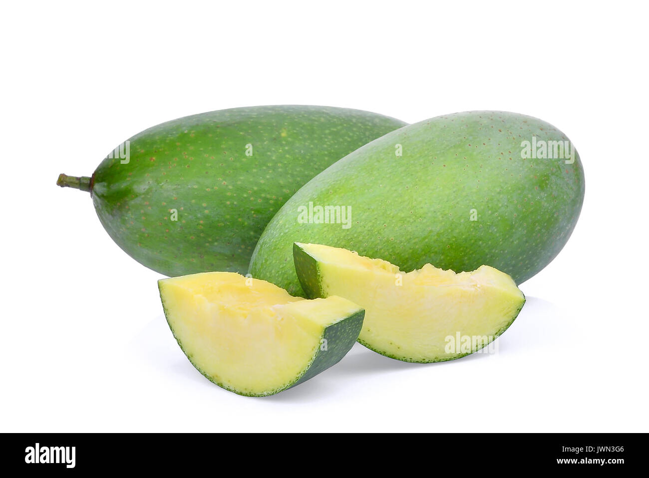 fresh green mango isolated on white background Stock Photo - Alamy
