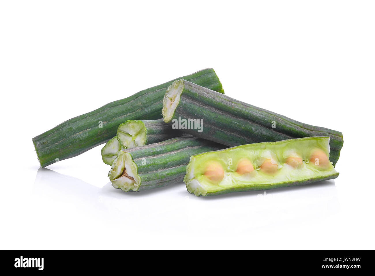 pod of moringa (drumstick tree) isolated on white background Stock ...