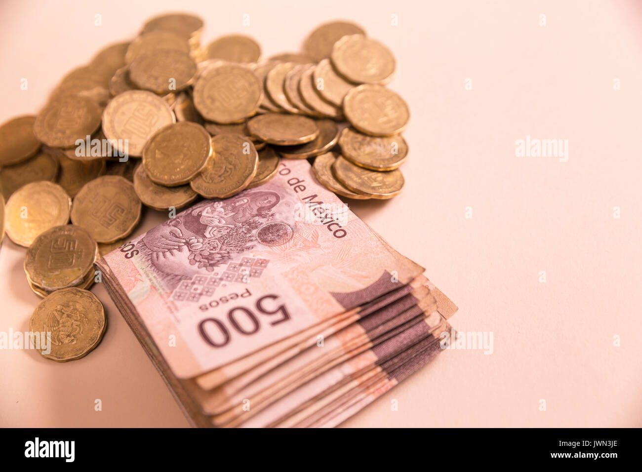 mexican pesos banknotes and coins with copy space Stock Photo - Alamy