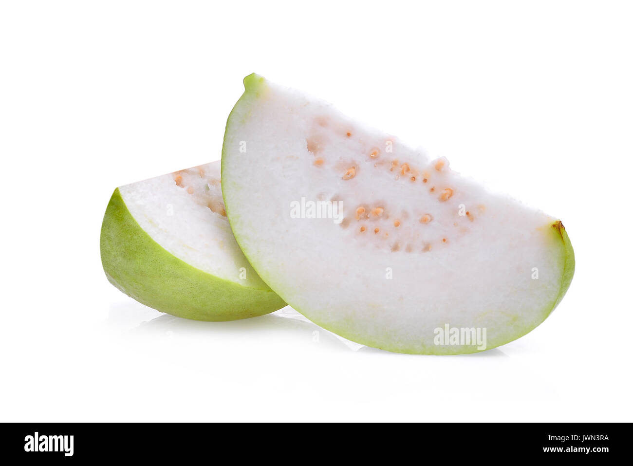 slice of fresh guava fruit solated on white background Stock Photo - Alamy