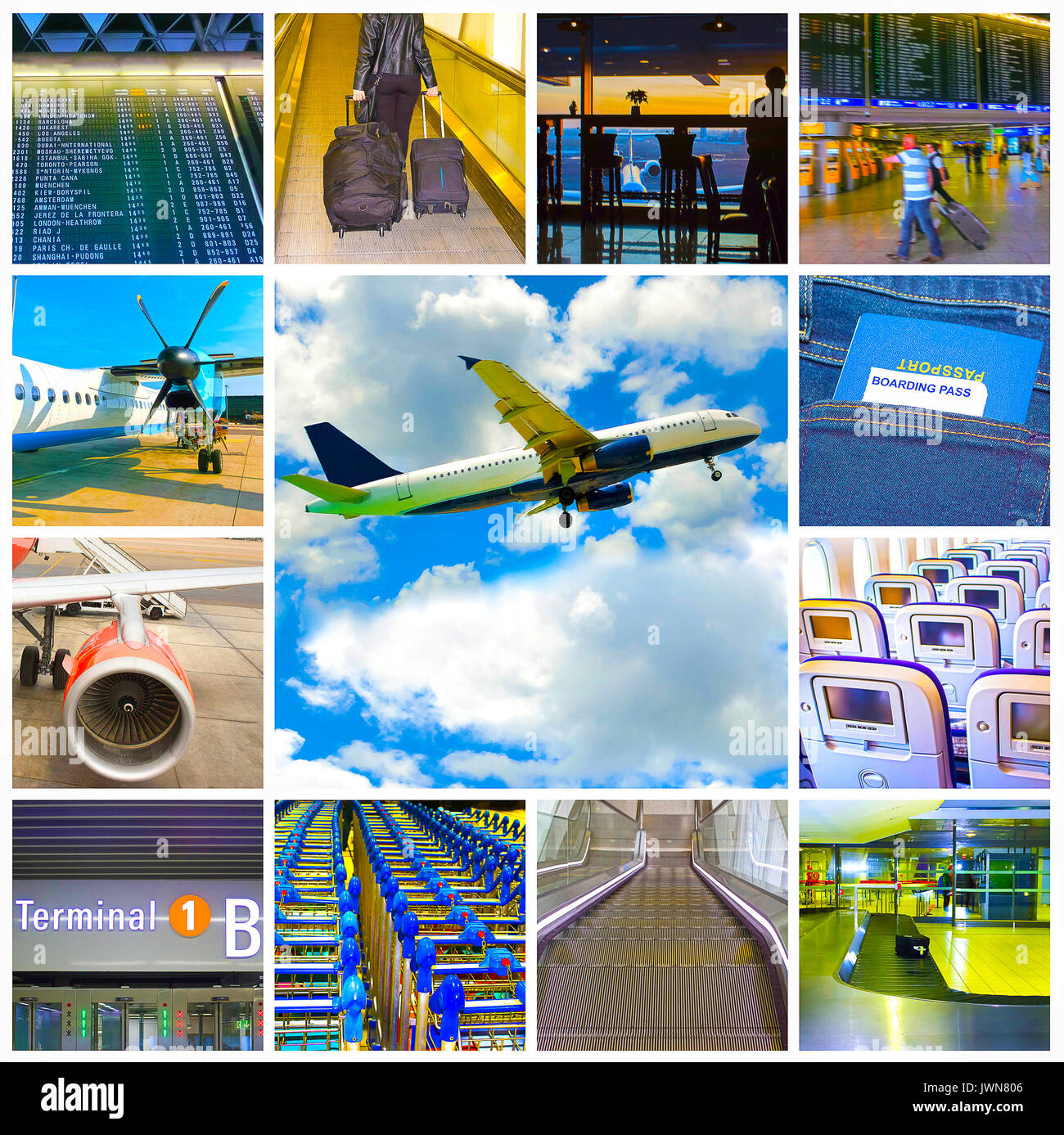 Collage of airport and airplane photos Stock Photo - Alamy