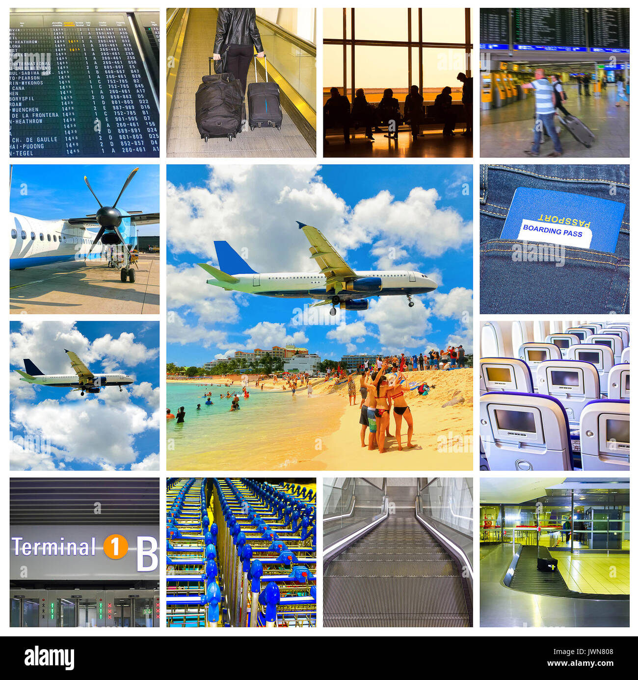 Collage of airport and airplane photos Stock Photo - Alamy