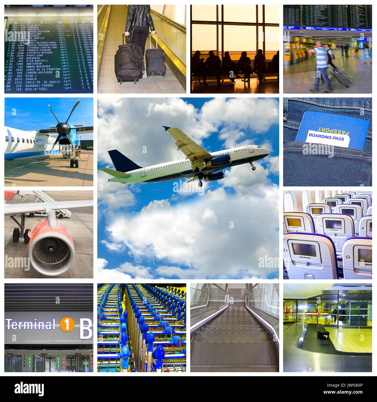 Collage of airport and airplane photos Stock Photo - Alamy