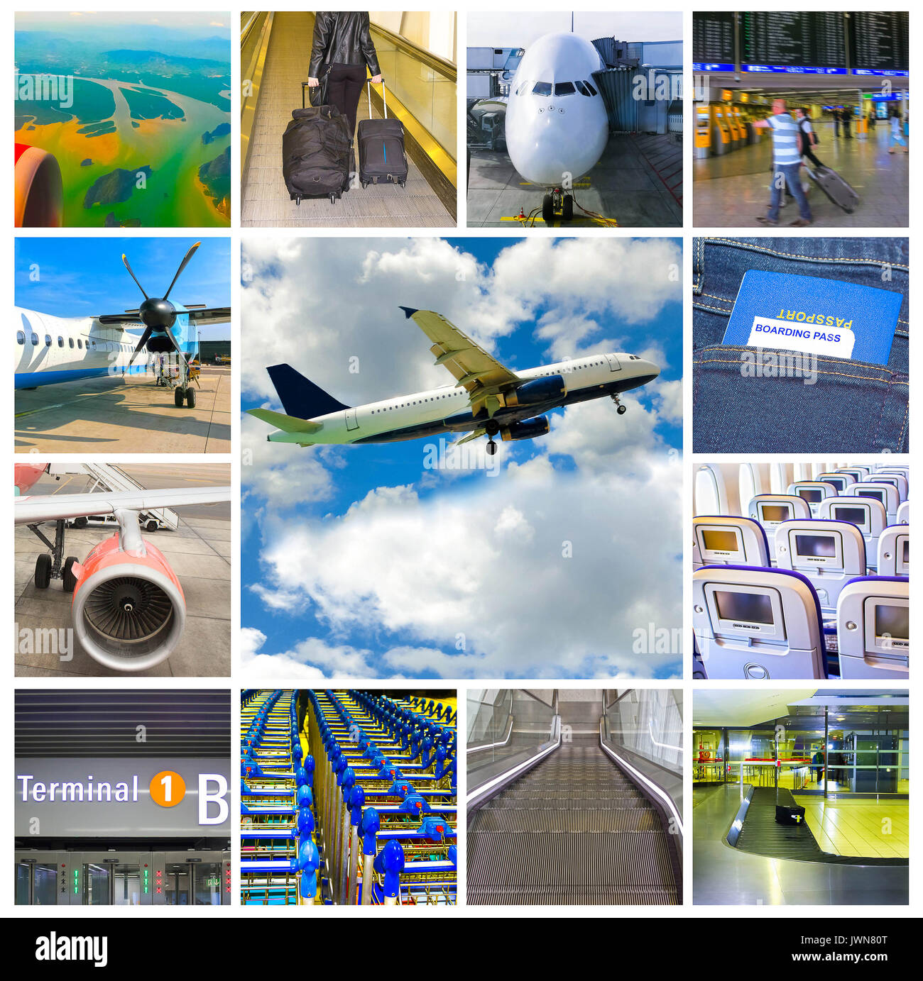 Collage of airport and airplane photos Stock Photo - Alamy
