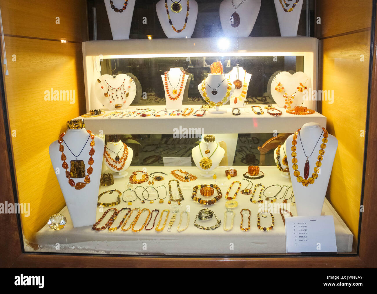 VIlnius, Lithuania - January 06, 2017: The amber at gift shop at ...