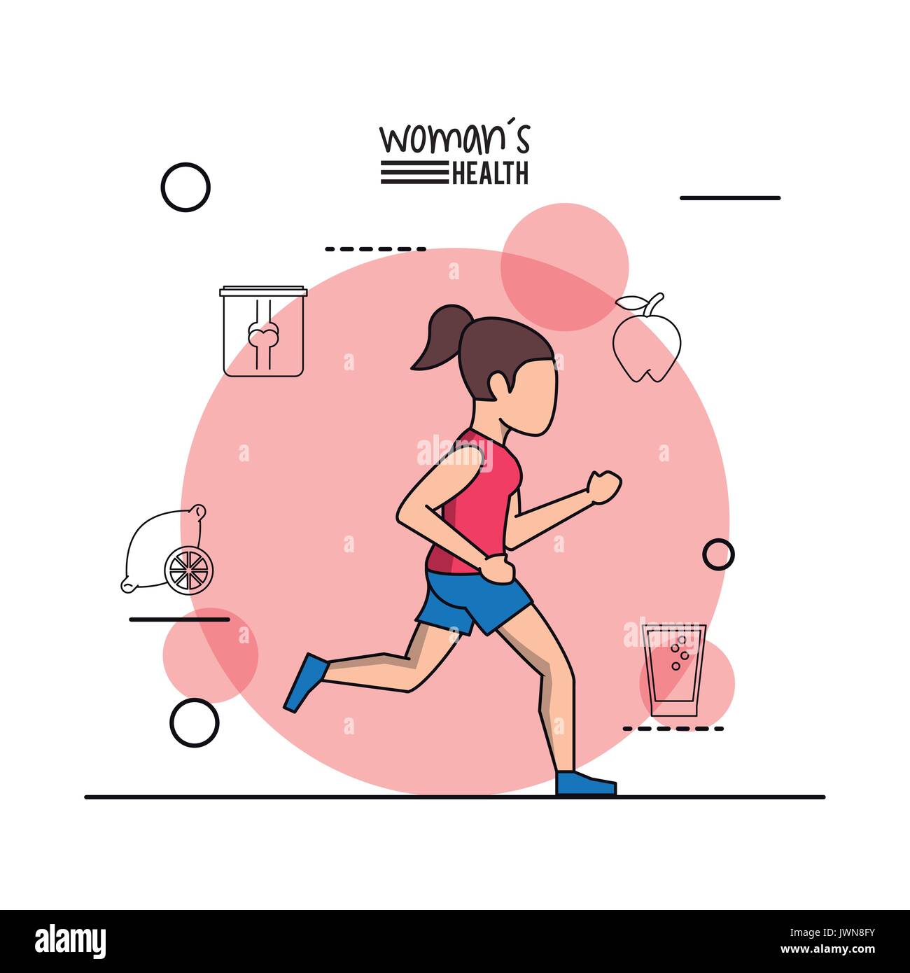 white background of poster woman health with woman running in pink ...