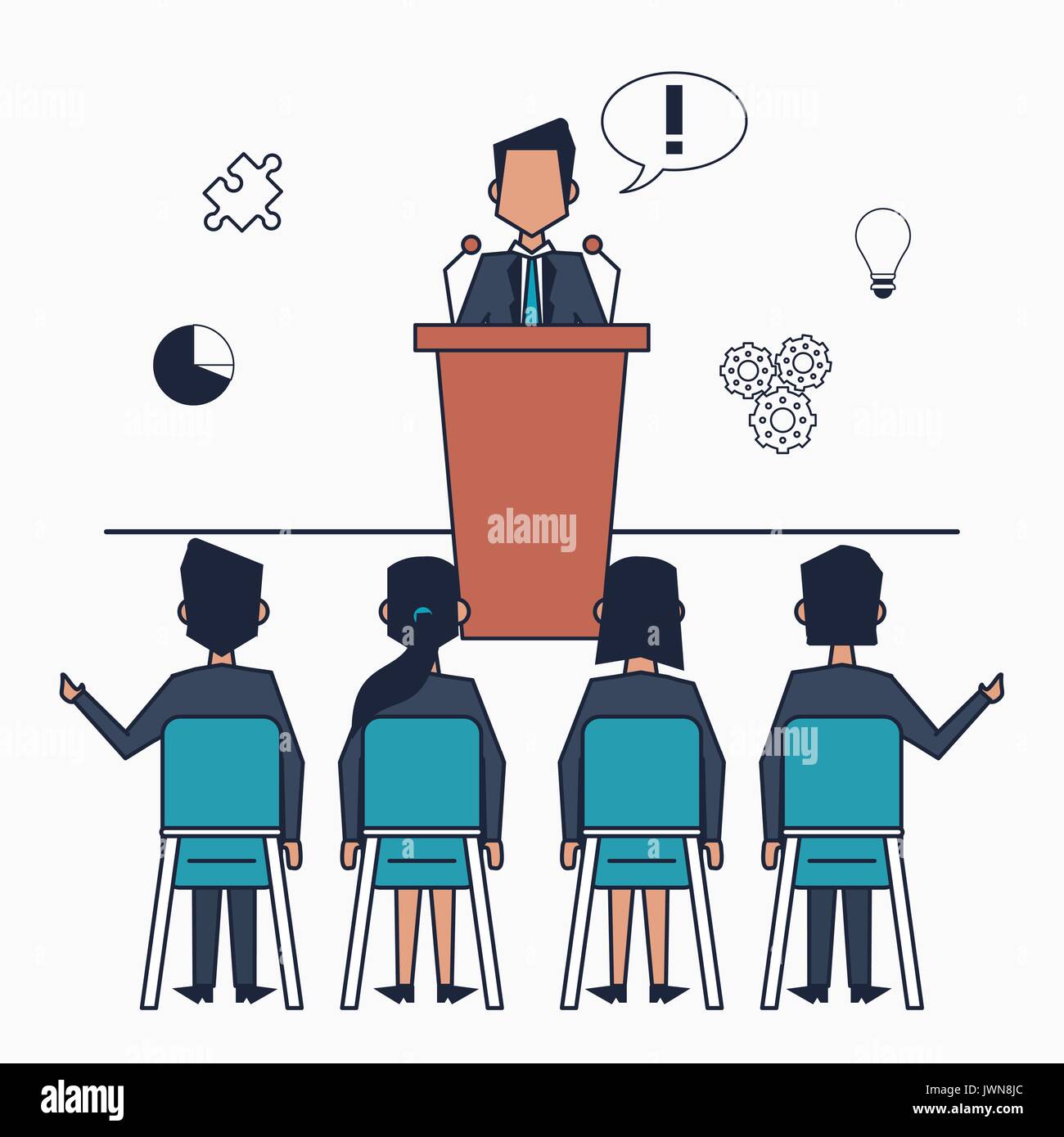 Conference table men Stock Vector Images - Alamy