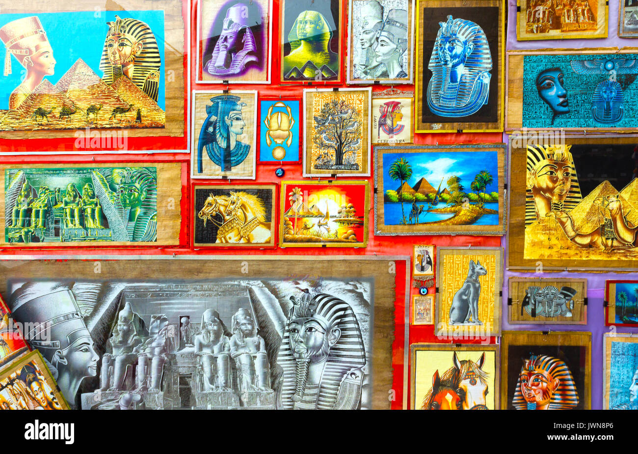 Various of papyrus with elements of egyptian history - objects ...