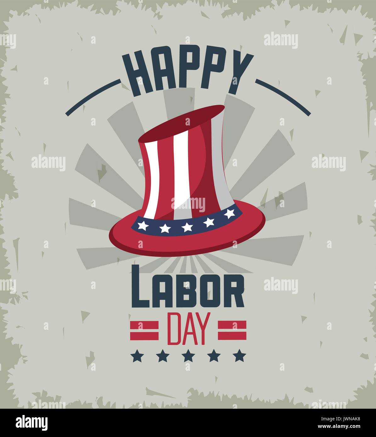 colorful emblem of happy labor day with american flag in hat Stock ...